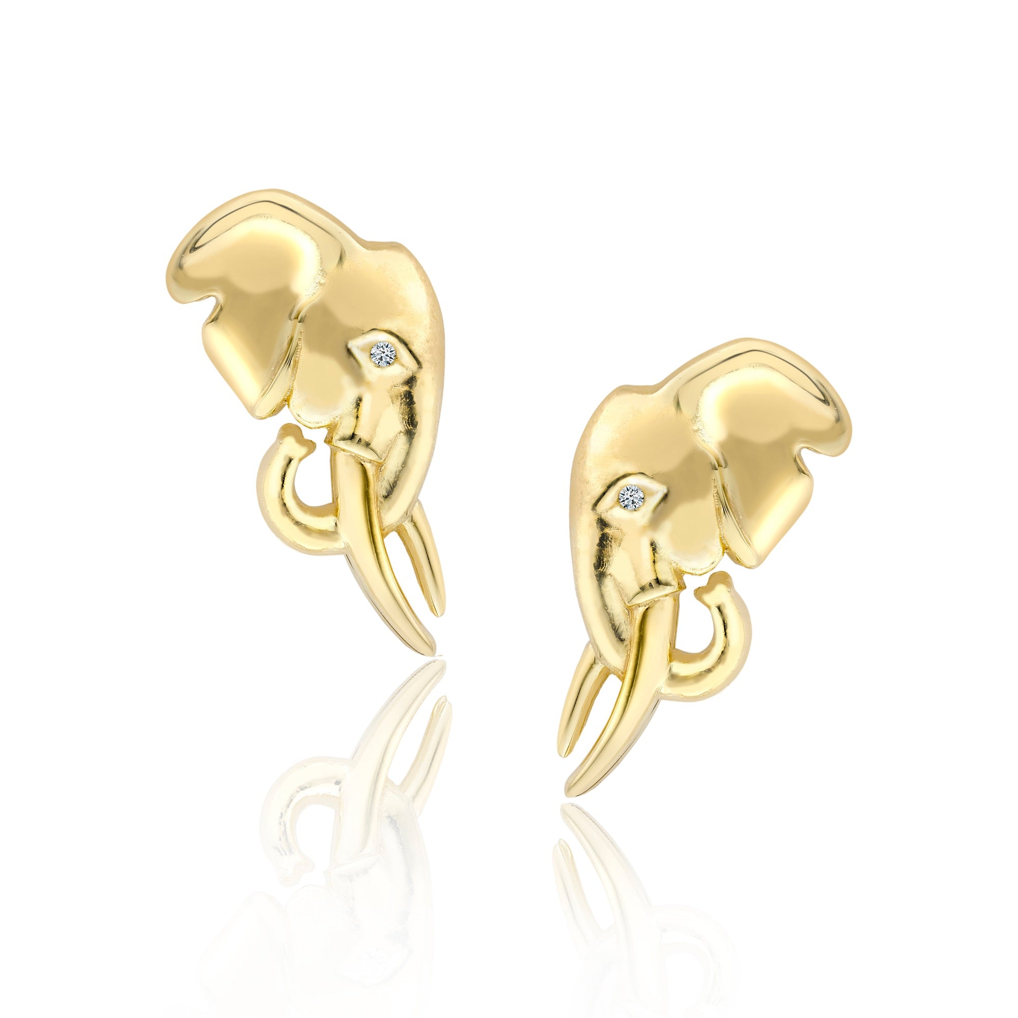 Tusk Small Gold Earrings | Gold with Diamond Stud Earrings – Patrick Mavros
